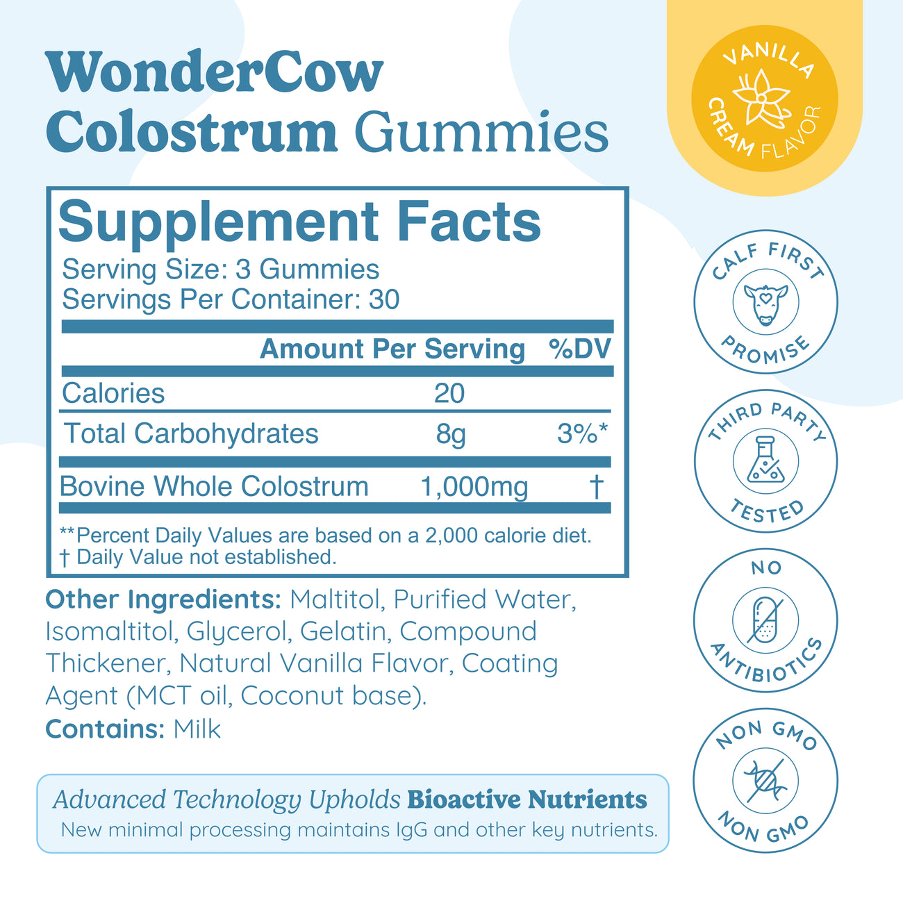Vanilla Colostrum Gummies 50% OFF - 30 Serving (then 15% off)